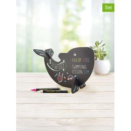 Securit 2tlg. Set: 3D-Tischtafel "Whale" und Kreidemarker - (B)14,5 x (H)22 x (T)10 cm - 25% | Wanddekoration