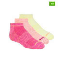Skechers 3er-Set: Socken in Pink/ Gelb - 58% | Gr&ouml;&szlig;e 36-38 | Kinder-socken-strumpfhosen