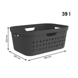 Rotho W&auml;schekorb Jona, Anthrazit, Kunststoff, 39 L, rechteckig, 38.5x23.3x56.6 cm, Ordnen & Aufbewahren, W&auml;schek&ouml;rbe & Tonnen