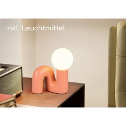 REALITY LEUCHTEN Tischleuchte &raquo;QUINN, Keramik Tischlampe m. Glasschirm, Set inkl 2xG9 Leuchtmittel 3W&laquo; G9 2 Stk. Warmwei&szlig; Design Nachttischlampe, 