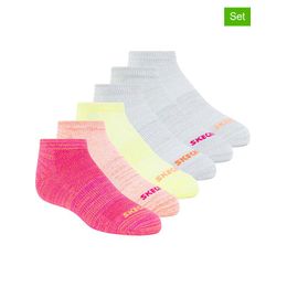 Skechers 6er-Set: Socken in Pink/ Gelb/ Hellgrau - 64% | Gr&ouml;&szlig;e 27,5-35,5 | Kinder-socken-strumpfhosen