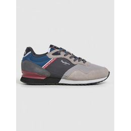 Pepe Jeans Footwear Sneakers "London Brick" in Grau/ Blau - 42% | Gr&ouml;&szlig;e 43 | Herrensneakers