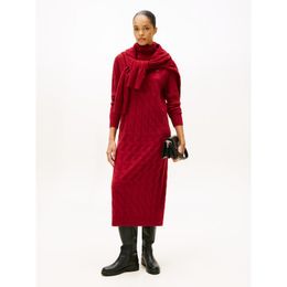 Tommy Hilfiger Damen Strickkleid &raquo;SOFT WOOL CABLE ROLL-NK LS DRESS&laquo; Wolle, mit Zopfmuster XXL (44), N-Gr