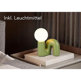 REALITY LEUCHTEN Tischleuchte &raquo;QUINN, Keramik Tischlampe m. Glasschirm, Set inkl 2xG9 Leuchtmittel 3W&laquo; G9 2 Stk. Warmwei&szlig; Design Nachttischlampe, 