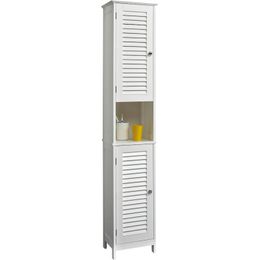 Hochschrank &raquo;Quickset 928 Badschrank 32 cm breit, 2 T&uuml;ren, Nische, 3 Einlegeb&ouml;den&laquo; Badezimmer-Hochschrank, Wei&szlig; mit Knopfgriffen, Landhaus-Stil wei&szlig; 