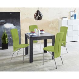 OTTO home Essgruppe Tischbreite 80 cm in schieferfarben, 5tlg. Essgruppe gr&uuml;n
