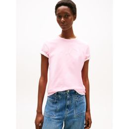 Tommy Hilfiger Damen Kurzarmshirt &raquo;SCRIPT REG C-NK SS T-SHIRT&laquo; Baumwolle rosa XXL (44)