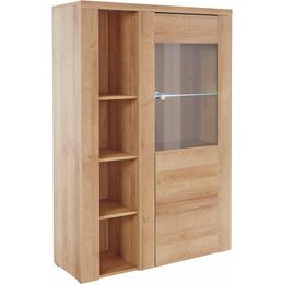 OTTO home Vitrine &raquo;Larona, zeitlose Glasvitirne, Hochschrank H&ouml;he 145 cm&laquo; Stauraumvitrine mit dekorativer Rahmenoptik braun