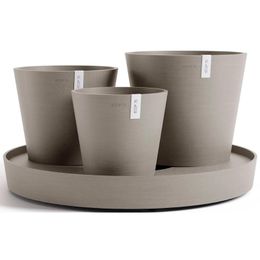 Ecopots Blumentopf &raquo;Dubai Taupe&laquo; f&uuml;r innen und au&szlig;en: frostsicher, bruchsicher und lichtbest&auml;ndig grau Kunststoff