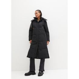bonprix Damen bonprix Steppmantel mit abnehmbarer Kapuze, mit Rei&szlig;verschlusstaschen, Oversize-Passform schwarz 36