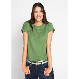 bonprix Damen bonprix T-Shirt &raquo;Boxy-Shirt&laquo; 1 lockere, figurumspielende Passform, Kurzarm, Rundhalsausschnitt gr&uuml;n 36/38 (S)