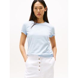 Tommy Hilfiger Damen Kurzarmshirt &raquo;SCRIPT REG C-NK SS T-SHIRT&laquo; Baumwolle blau S (36)