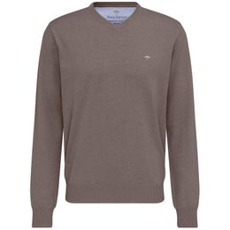 Fynch-Hatton Herren Fynch-Hatton Strickpullover &raquo;Fynch-Hatton Pullover mit V-Kragen&laquo; aus Baumwolle, mit V-Ausschnitt, bequeme Passform braun L (52/54)