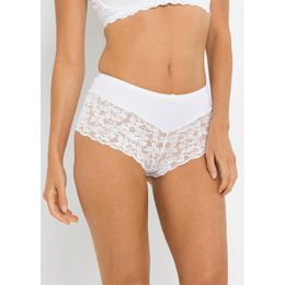 bonprix Damen bonprix Panty &raquo;Maxipanty mit Spitze&laquo; klassischer Stil, feine Spitze mit Blumenmotiv, bequeme Passform wei&szlig; 40/42 (M)
