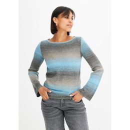 bonprix Damen bonprix Strickpullover &raquo;Pullover mit Farbverlauf&laquo; aus Polyacryl, lockere Passform, mit modischem Farbverlauf blau 32/34 (XS)