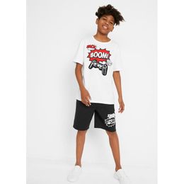 bonprix Jungen bonprix T-Shirt Set, 2, bequeme Passform, mit kurzem &Auml;rmel, mit Gaming-Print, aus Baumwolle wei&szlig; 140/146