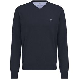 Fynch-Hatton Herren Fynch-Hatton Strickpullover &raquo;Fynch-Hatton Pullover mit V-Kragen&laquo; aus Baumwolle, mit V-Ausschnitt, bequeme Passform blau XXL (58)
