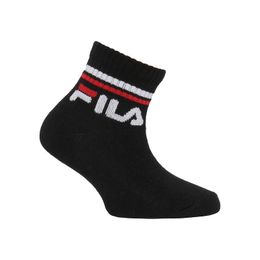 Fila Herren Kurzsocken &raquo;JUNIOR UNISEX QUARTER PLAIN SOCKS&laquo; 6 Stk. tlg. mit eingestricktem Logo im B&uuml;ndchen, Kindersocken schwarz-wei&szlig; 23-26