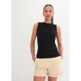 bonprix Damen bonprix Shirttop &raquo;Tanktop mit reiner Baumwolle&laquo; schmale Passform, hochgeschlossener Ausschnitt, &auml;rmellos schwarz 56/58 (XXXL)