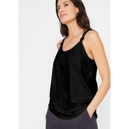 bonprix Damen bonprix Shirttop A-Linie Passform, mit Knotendetail an den Tr&auml;gern, aus Baumwolle schwarz 56/58 (XXXL)