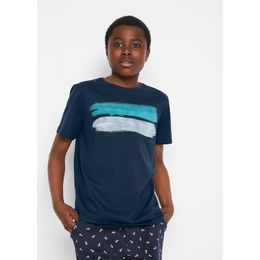 bonprix Jungen bonprix T-Shirt bequeme Passform, Kurzarm-Design, f&uuml;r Schule und Freizeit blau 140/146