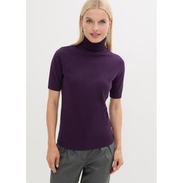 bonprix Damen bonprix Rollkragenpullover &raquo;Rollkragenpullover, Kurzarm&laquo; aus Baumwolle und Polyamid, mit Rollkragen, Kurzarm-Design lila 36/38 (S)