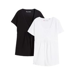 bonprix Damen bonprix Stillshirt &raquo;2-in-1 Umstands- und Stillshirts (2er Pack?)&laquo; Packung, 2, 2 Stk. figurumspielende Passform, mit Wickelschnitt 