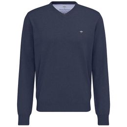 Fynch-Hatton Herren Fynch-Hatton Strickpullover &raquo;Fynch-Hatton Pullover mit V-Kragen&laquo; aus Baumwolle, mit V-Ausschnitt, bequeme Passform blau 4XL (64)