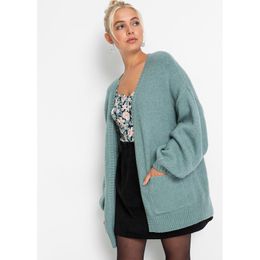 bonprix Damen bonprix Strickjacke &raquo;Oversize-Strickjacke&laquo; Oversize-Passform, mit aufgesetzten Taschen gr&uuml;n 56/58 (XXXL)