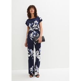 bonprix Damen bonprix Jumpsuit &raquo;Jumpsuit mit Bindeband&laquo; f&uuml;r eleganten Look, mit Bindeband zur Taillenanpassung blau 48/50 (XL), K-Gr