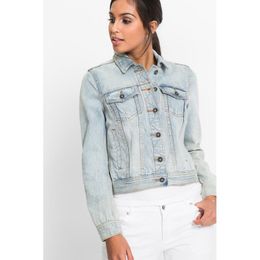 bonprix Damen bonprix Jeansjacke casual Stil, aus Baumwolle und Elasthan, schmale Passform blau 44