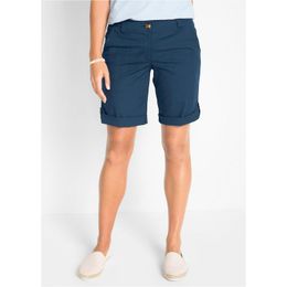 bonprix Damen bonprix Bermudas &raquo;Stretch Bermuda&laquo; mit krempelbaren Beinen, Regular Fit blau 34, N-Gr