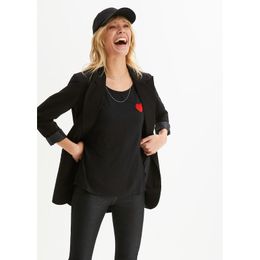 bonprix Damen bonprix Vokuhila-Shirt &raquo;Vokuhila-Shirt aus flie&szlig;endem Viskosemix&laquo; lockere Passform, Rundhals-Ausschnitt, aus Viskosemix, Casual Stil 