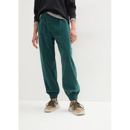 bonprix Damen bonprix Cordhose aus Baumwoll-Mix, mit gro&szlig;en Eingrifftaschen, lockere Passform gr&uuml;n 44, N-Gr