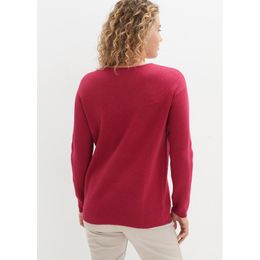 bonprix Damen bonprix Strickpullover &raquo;Milano Rib Pullover mit Rundhals&laquo; aus Baumwolle und Polyacryl, mit Rundhalsausschnitt rosa 44/46 (L)