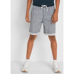 bonprix Kinder bonprix Sweatbermudas aus Baumwolle und Polyester, lockere Passform, mit gekrempeltem Saum blau 164, N-Gr