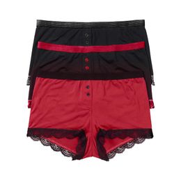 bonprix Damen bonprix Boxer Packung, 3 Stk. mit Zierkn&ouml;pfen auf der Vorderhose, mit Baumwollzwickel, 3er-Pack schwarz 56/58 (XXXL), 3 Stk.