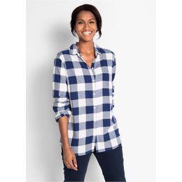 bonprix Damen bonprix Flanellhemd &raquo;Flanellhemd&laquo; figurbetonte Passform, aus Baumwolle, klassisches Karo Muster blau 36, N-Gr