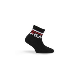 Fila Herren Kurzsocken &raquo;JUNIOR UNISEX QUARTER PLAIN SOCKS&laquo; 6 Paar tlg. mit eingestricktem Logo im B&uuml;ndchen, Kindersocken schwarz 27-30