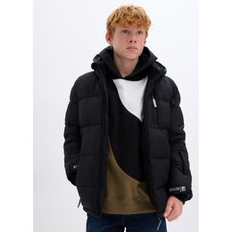 bonprix Herren bonprix Steppjacke mit Kapuze mit Kapuze und Fleece, normale Passform, mit reflektierenden Details schwarz 140/146