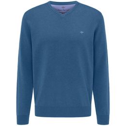 Fynch-Hatton Herren Fynch-Hatton Strickpullover &raquo;Fynch-Hatton Pullover mit V-Kragen&laquo; aus Baumwolle, mit V-Ausschnitt, bequeme Passform blau XXXL (60/