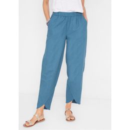 bonprix Damen bonprix 3/4-Hose &raquo;3/4-Hose aus leichtem Leinen-Mix&laquo; aus Leinen-Mix, mit Seitenschlitzen, Regular Fit, casual Stil blau 50, N-Gr