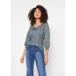 bonprix Damen bonprix Tunikashirt &raquo;Shirt-Tunika 3/4-Arm, gestreift&laquo; 2 Stk. lockere Passform, 3/4-&Auml;rmel, mit Streifenmuster blau 44/46 (L)