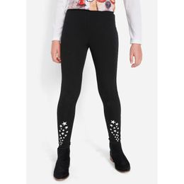 bonprix Kinder bonprix Leggings &raquo;Leggings aus elastischem Baumwoll-Mix&laquo; aus Baumwolle und Elasthan, elastischer Schnitt, l&auml;ssiger Stil schwarz 128/134
