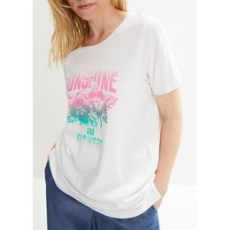 bonprix Damen bonprix T-Shirt Oversize-Passform, Kurzarm-Design, aus Baumwolle, Casual Stil wei&szlig; 36/38 (S)
