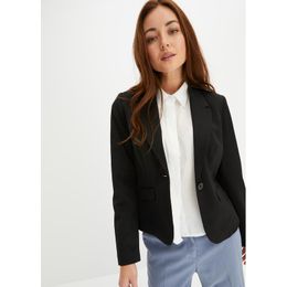 bonprix Damen bonprix Kurzblazer &raquo;Kurzblazer&laquo; eleganter Stil, Slim Fit, aus Polyester und Elasthan schwarz 42