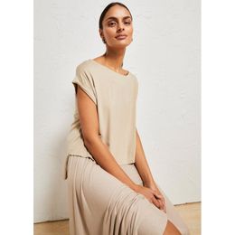bonprix Damen bonprix Oversize-Shirt &raquo;Oversize-Shirt aus flie&szlig;ender Viskose&laquo; oversize Passform, Kurzarm, f&uuml;r warme Tage, aus Viskose beige 36/38 (S)