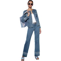 CR&Eacute;ATION L Damen Jeansblazer mit verdeckten Druckkn&ouml;pfen blue-bleached Gr&ouml;&szlig;e 40