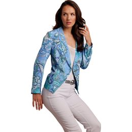 CREATION L PREMIUM Damen Blazer aus reiner, edler Seide himmelblau-eisblau-bedruckt Gr&ouml;&szlig;e 38
