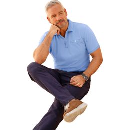 Marco Donati Herren Kurzarmshirt mit Rei&szlig;verschluss bleu Gr&ouml;&szlig;e 56/58
